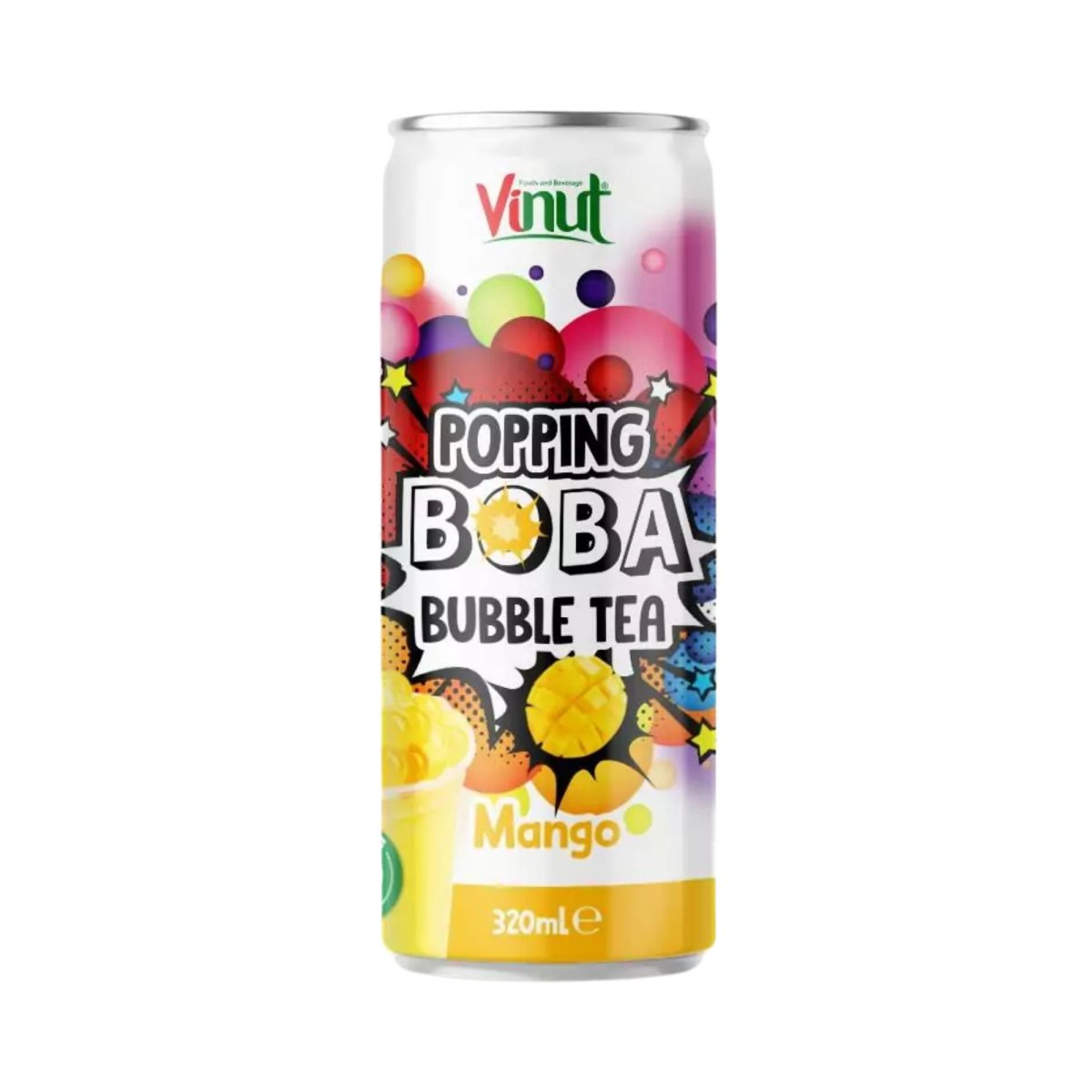 Vinut Popping Boba – Mango – Bubble Tea Drink – 320ml