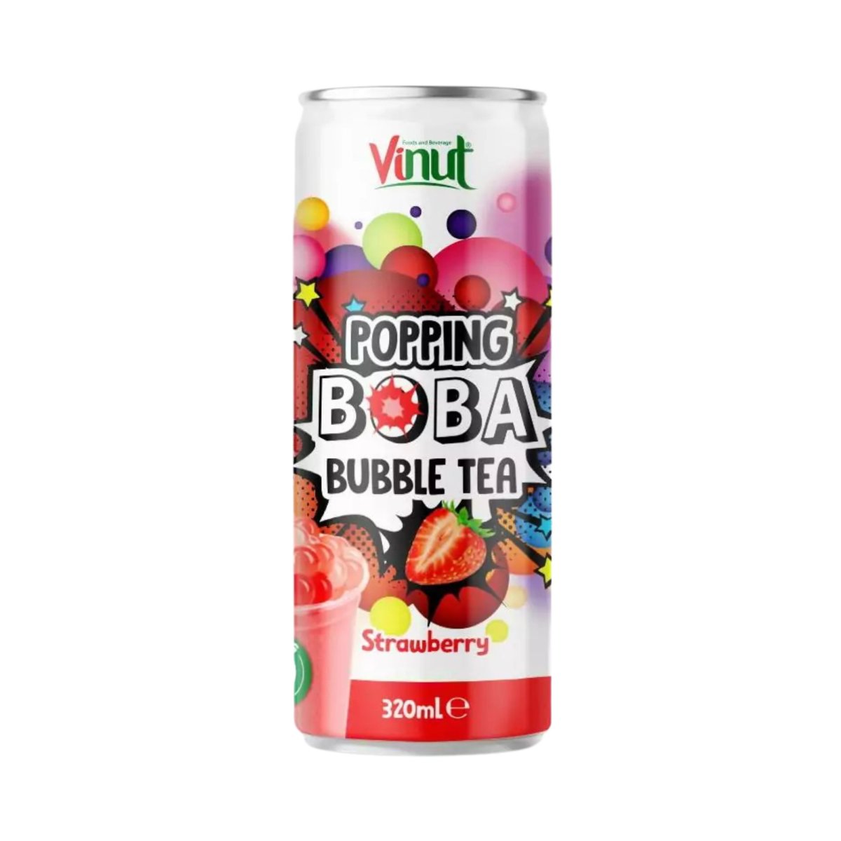 Vinut Popping Boba – Strawberry – Bubble Tea Drink – 320ml